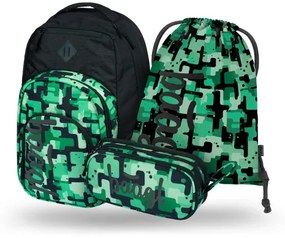 BAAGL 3 SET Coolmate Green: batoh, penál, sáček