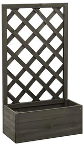 Zahradní truhlík s treláží šedý 50 x 25 x 90 cm masivní jedle 314831