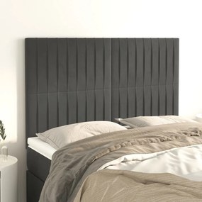 Čelo postele tmavě šedé 144x5x118/128 cm sametové 3116619