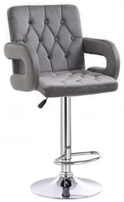 LuxuryForm DESIGN Barová židle BOSTON VELUR na stříbrné kulaté podstavě - šedá