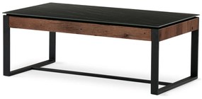 Konferenční stolek AHG-285 BK deska slinutá keramika 120x60 cm, černý mramor, nohy černý kov, tmavě hnědá dýha