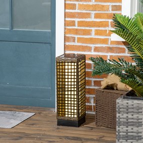 Outsunny solární lampa ratan, vodotěsná, se světelným senzorem, LED venkovní světlo, 15,5x15,5x46cm| Aosom