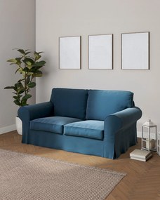 Potah na pohovku IKEA Ektorp 2-místná rozkládací  NOVÝ MODEL 2012 barva modrá látka lesklé, sametová