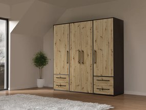 Skříň, dub artisan/černá, MOSKA TYP 2