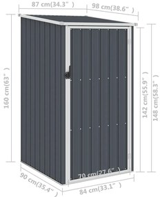 vidaXL Marketos Zahradní přístřešek antracitový 87x98x159 cm pozinkovaná ocel