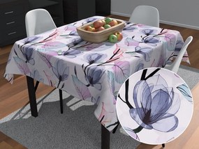 Biante Bavlněný čtvercový ubrus Sandra SA-333 Velké květy magnolie a kaly 140x140 cm