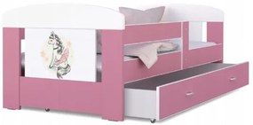 Dětská postel 180 x 80 cm FILIP RŮŽOVÁ vzor PONÍK Rozměry postele: 180x80 cm