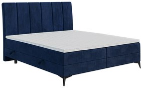 Kontinentální postel 200 cm Axel (tmavě modrá) (s matrací a úl. prostorem). 1054505