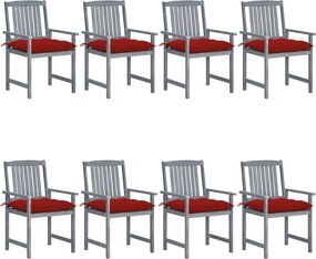 vidaXL Zahradní židle s poduškami 8 ks masivní akáciové dřevo [3078257] Barva: Červená