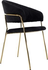 Designové jídelní křeslo, černá Velvet látka/gold chrom zlatý, DASMIN TYP 1
