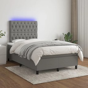 Box spring postel s matrací a LED tmavě šedá 120x200 cm textil,  3135102