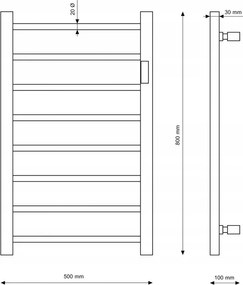 Gamma Erga Pago, elektrické topné těleso 500x800 mm s digitálním termostatem na postavení nebo na zeď, 200W, bílá matná, ERG-LAV-GRZE-E-ST88080500-WH