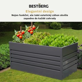 Vyvýšený zahradní záhon BestBerg VZ-1100A / 1100 l / 180 x 90 x 70 cm / šedá
