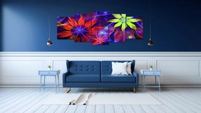 Malvis ® Vícedílný obraz - Neonové květy Velikost: 150x60 cm