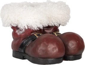 Červený antik obal na květináč Santovy boty - 26*26*20 cm