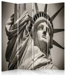 Ozdobný paraván, Monumentální socha Svobody - 145x170 cm, čtyřdílný, klasický paraván