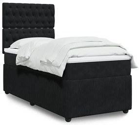 Box spring postel s matrací černá 90x200 cm samet 3294546