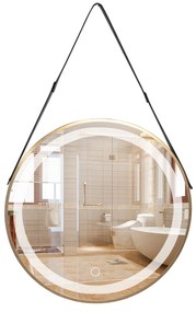 Tutumi Tutumi, LED zrcadlo 60cm se zlatým rámem na černém pásu YH-3339, zlatá matná, HOM-01504