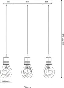 Závěsné svítidlo Bulb 3, chromové tělo svítidla, ch