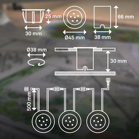 BRI 3917032 CONNECT TO SHINE prodlužovací sada Tilia 3ks LED zapuštěných svítidel do země, IP67 - BRILONER