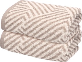 Livarno® Froté ručník, 50 x 100 cm, 500 g/m², 2 kusy (vzorovaná/béžová)