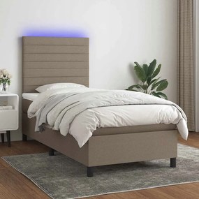 Fionshop 264253513 Box spring postel s matrací a Led taupe 90x190 cm text