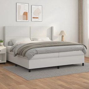 Box spring postel s matrací bílá 200x200 cm umělá kůže,  3132460