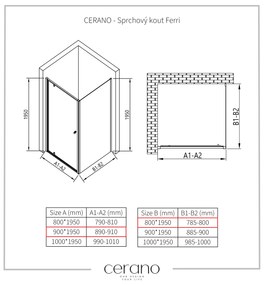 CERANO - Sprchový kout Ferri L/P - chrom, transparentní sklo - 90x80 cm - křídlový