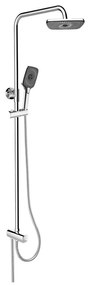 Mereo Sprchový set s tyčí hranatý, černá hlavová sprcha a třípolohová ruční sprcha - CB95001SB2