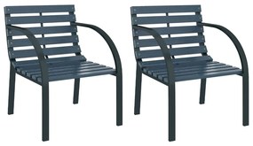 Zahradní židle 2 ks šedé dřevo - Default Title