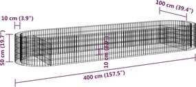 vidaXL Gabionový vyvýšený záhon pozinkované železo 400 x 100 x 50 cm [152042]