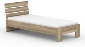 Dětská postel REA Nasťa 90x200cm - dub canyon, 1. pás čela 1027 - bílá, 2. pás čela 1102 - cappuccino, 3. pás čela v barvě postele