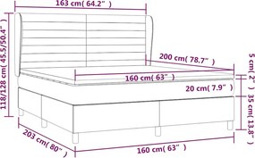 Box spring postel s matrací světle šedá 160x200 cm samet 3129279