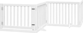 Zábrana pro psy s dvířky skládací 12 panelů bílá 960 cm topol 3155676