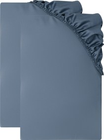 Livarno® Sada saténových napínacích prostěradel, 90-100 x 200 cm, 2dílná, tmavě modrá