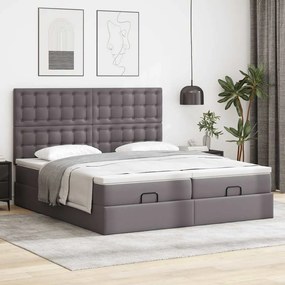 Osmanský rám postele s matrací šedá 200x200cm umělá kůže 3314511