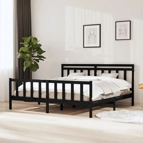Rám postele černý masivní dřevo 200 x 200 cm 3100982