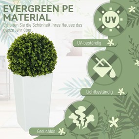 HOMCOM sada 2 umělých eukalyptových topiary, výška 65 cm, 330 listů, UV-odolné, v bílých trapezových květináčích