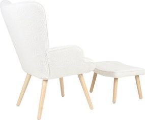 Relaxační křeslo ušák PARIS II + taburet – masiv, látka, bílá Autronic