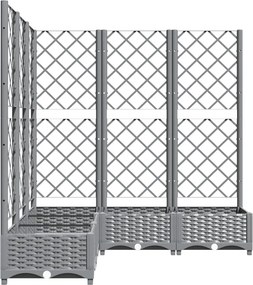 Zahradní truhlík s treláží světle šedý 120 x 120 x 121,5 cm PP 153277
