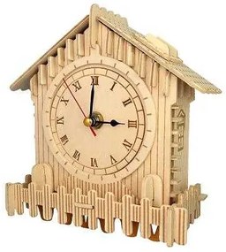 Woodcraft construction kit Woodcraft Dřevěné 3D puzzle hodiny domek