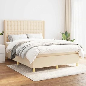 Box spring postel s matrací krémová 140x190 cm textil 3132310