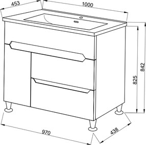 Lavedo Marco Kante 100 koupelnová skříňka s umyvadlem z litého mramoru a s košem