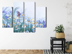 Vícedílný obraz Motýl A Divoké Květiny Nedostatek Nedostatek Plátno Canvas 200x150