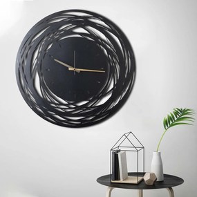 Wallexpert Dekorativní kovové nástěnné hodiny WATCH-043, Černá