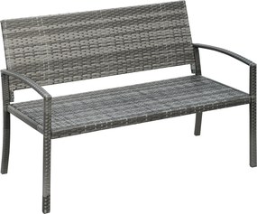Outsunny zahradní lavice ratanový vzhled parková lavice s ocelovým rámem pro 2 osoby balkonová lavice nosnost až 320 kg šedý zahradní nábytek