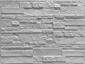 Obkladové panely 3D PVC 18, rozměr 440 x 580 mm, ukládaný kámen šedý s hnědým žíhaním, IMPOL TRADE