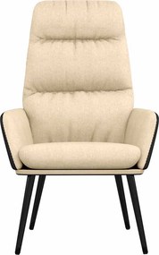 Relaxační křeslo se stoličkou krémové textil a umělá kůže 3097508