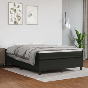 Box spring postel s matrací černá 140 x 190 cm umělá kůže - Default Title