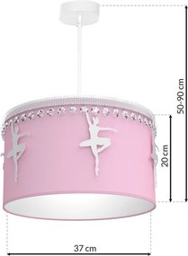 Dětské závěsné svítidlo Baletnice pink, 1x růžové textilní stínítko, w